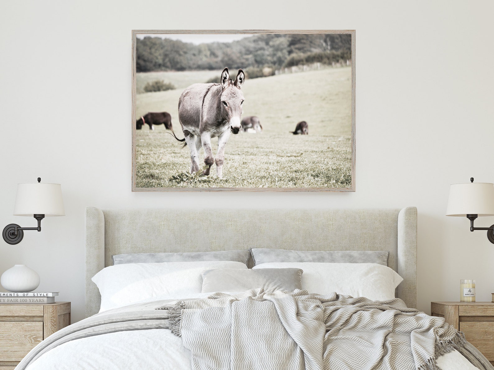 Farm Donkey Printable, Gray Mule Wall Art, Rustic Country Print, Modern ...