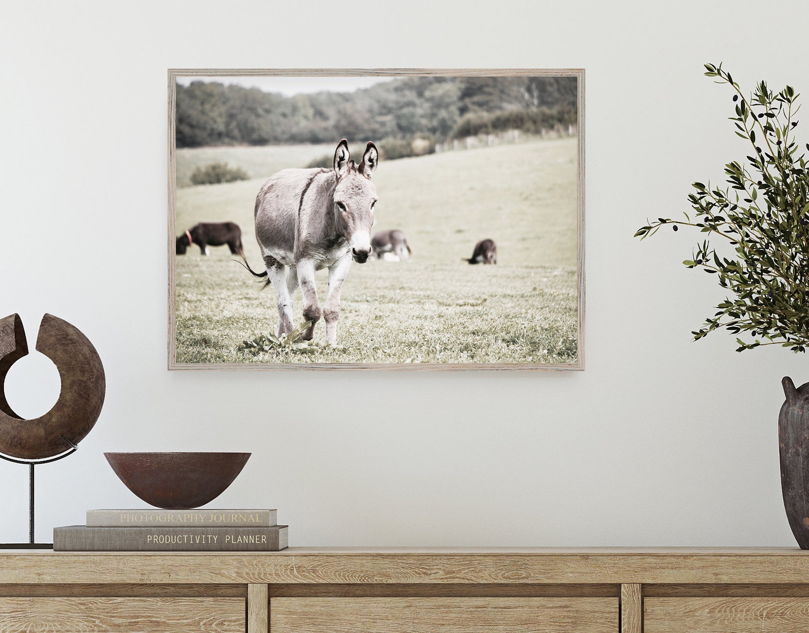 Farm Donkey Printable, Gray Mule Wall Art, Rustic Country Print, Modern ...