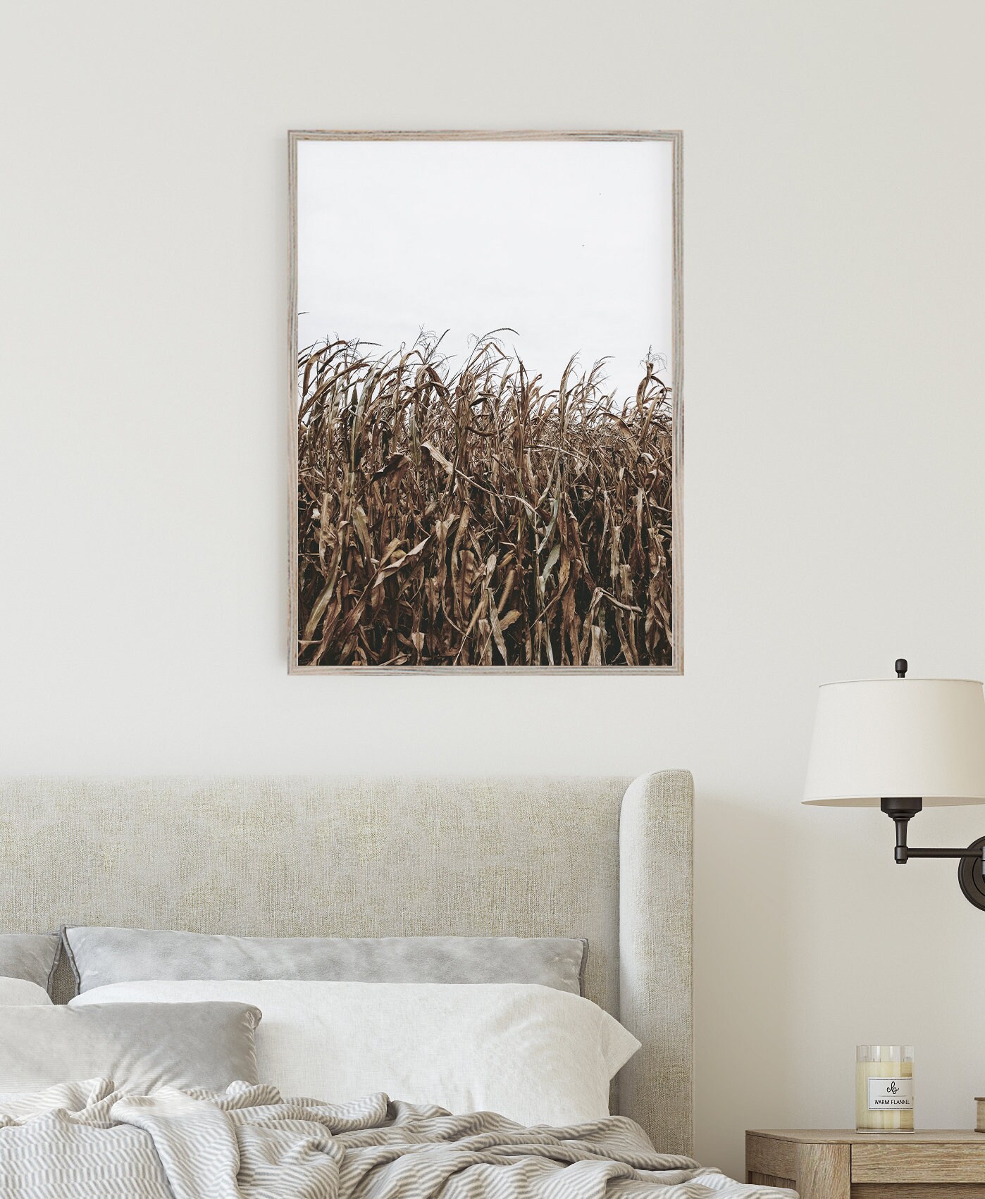 Dried Corn Stalks in Fall, Neutral Farmhouse Decor, Rustic Corn Print ...