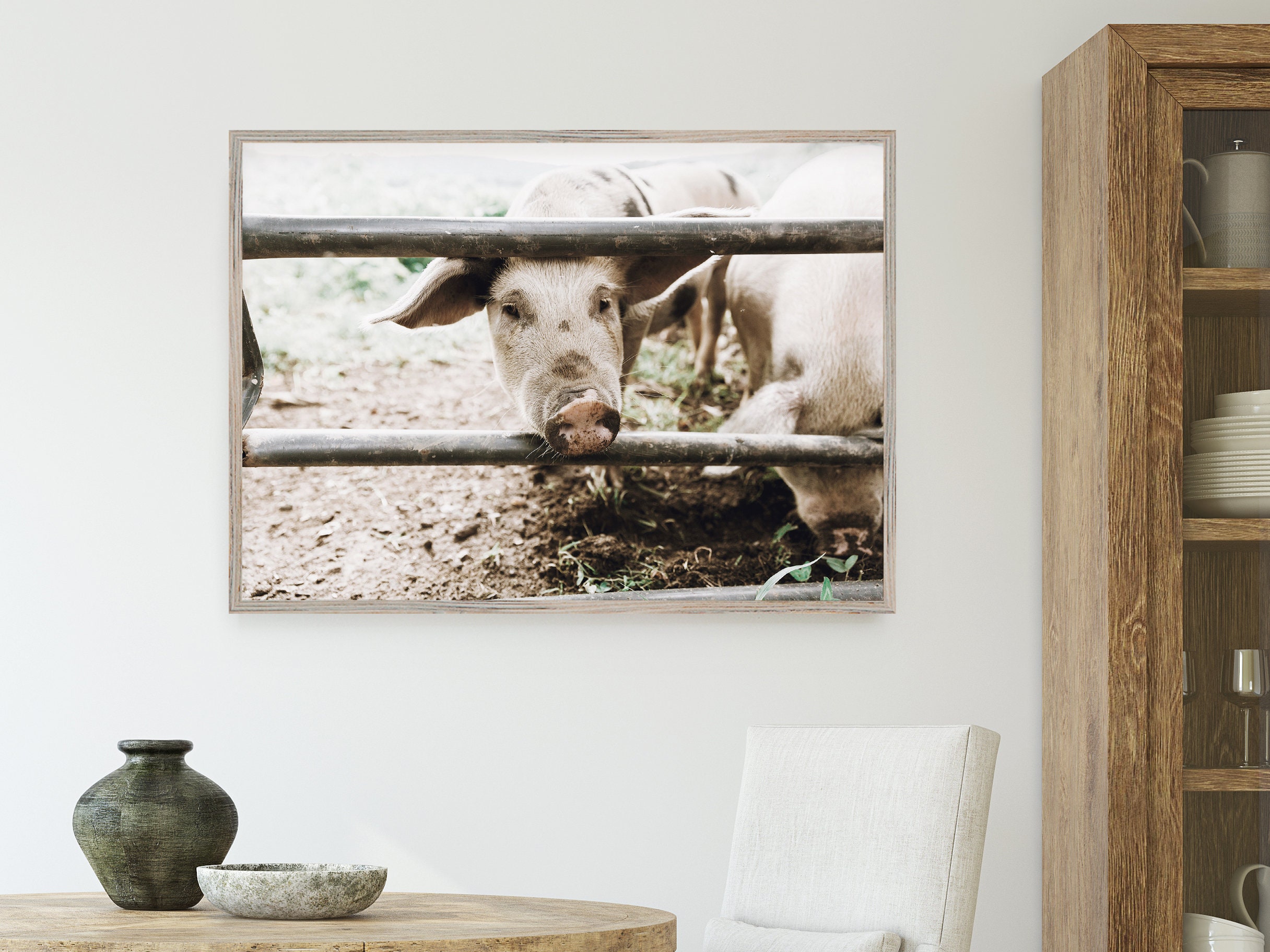 Pig Photography, Farmhouse Printable, Pigs in Barnyard, Rustic Country ...