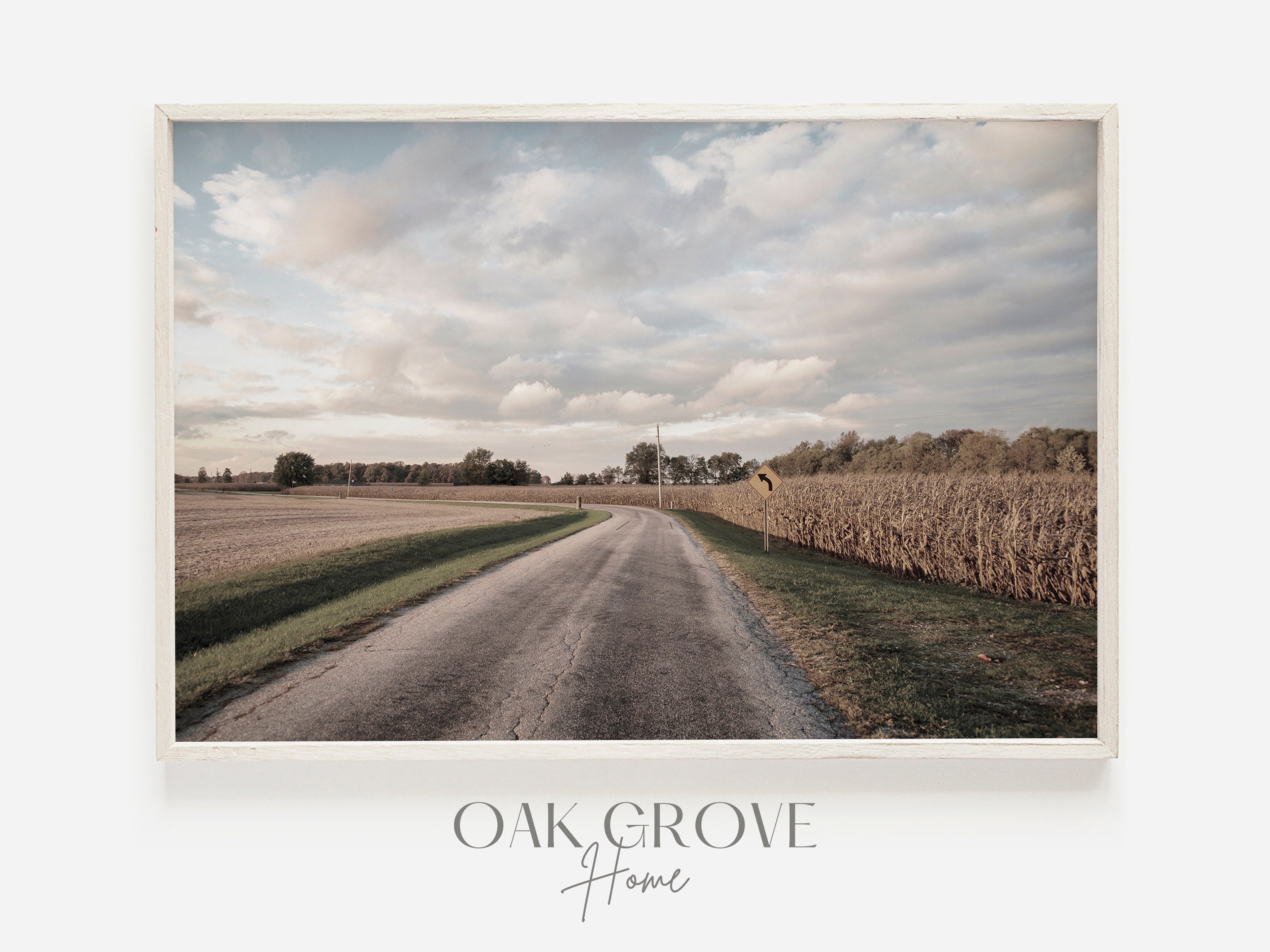 Country Lane Poster, Long Driveway Along Cornfield, Farmhouse Print ...
