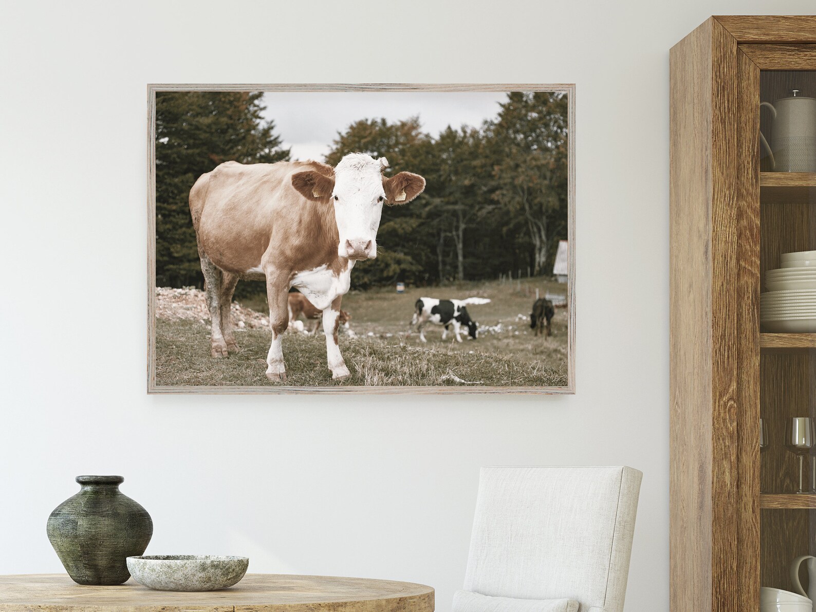 Brown Cow on Farm, Milk Cow Photography, Neutral Farmhouse Decor ...