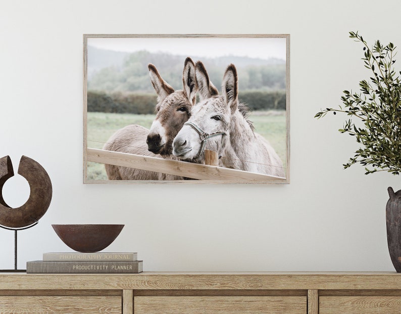 Two Donkeys Print, Donkey Wall Art, Farmhouse Decor, Rustic Donkey Photo, Donkey Printable Art ...