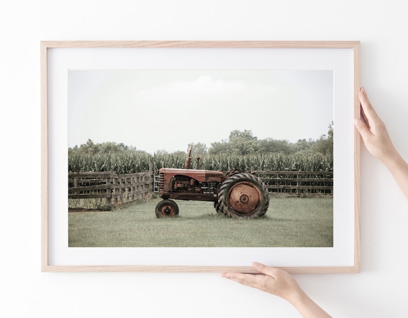 Old Tractor on Family Farm, Corn Field Scenery, Farm Home Decor, Rustic ...