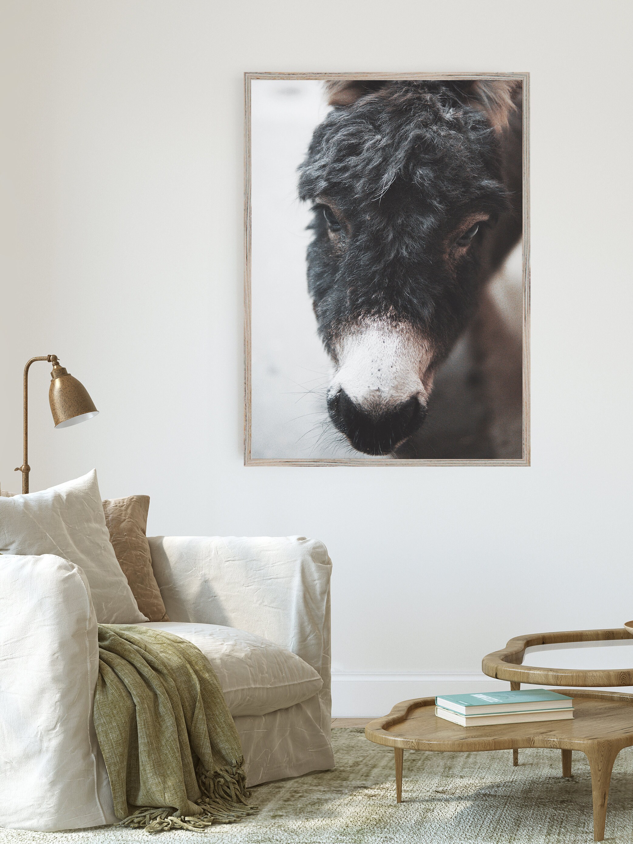 Brown Donkey Poster, Farm Animal Print, Donkey Photography, Modern ...