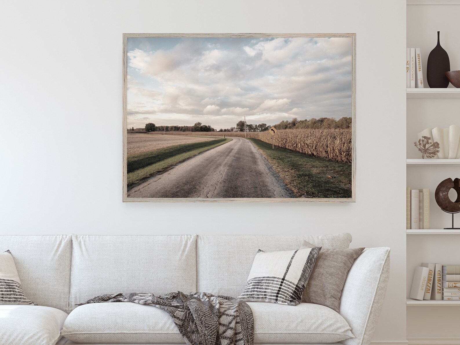 Country Lane Poster, Long Driveway Along Cornfield, Farmhouse Print ...
