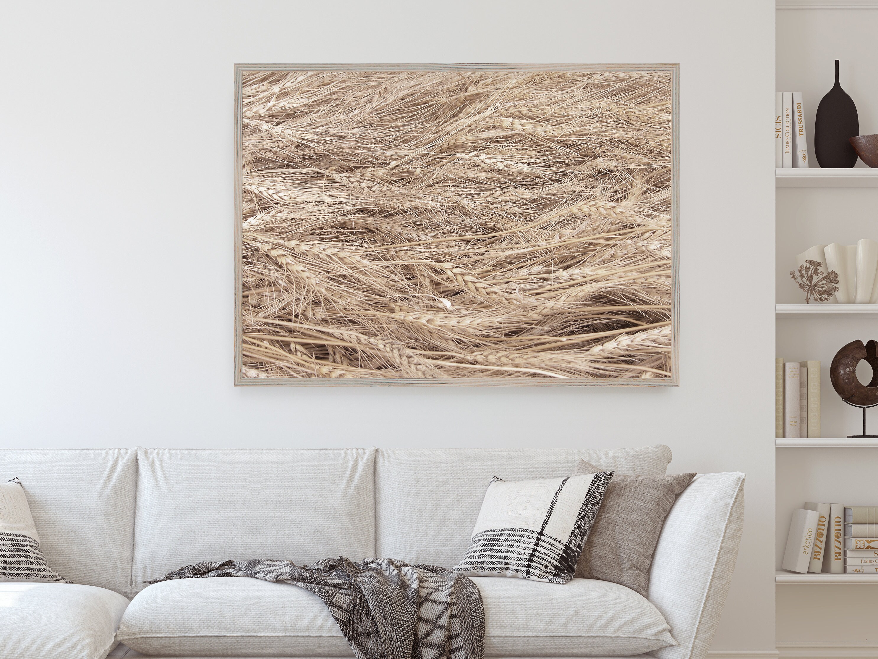 Beige Wheat Digital Art, Wheat Poster, Farmhouse Digital Art, Grains ...