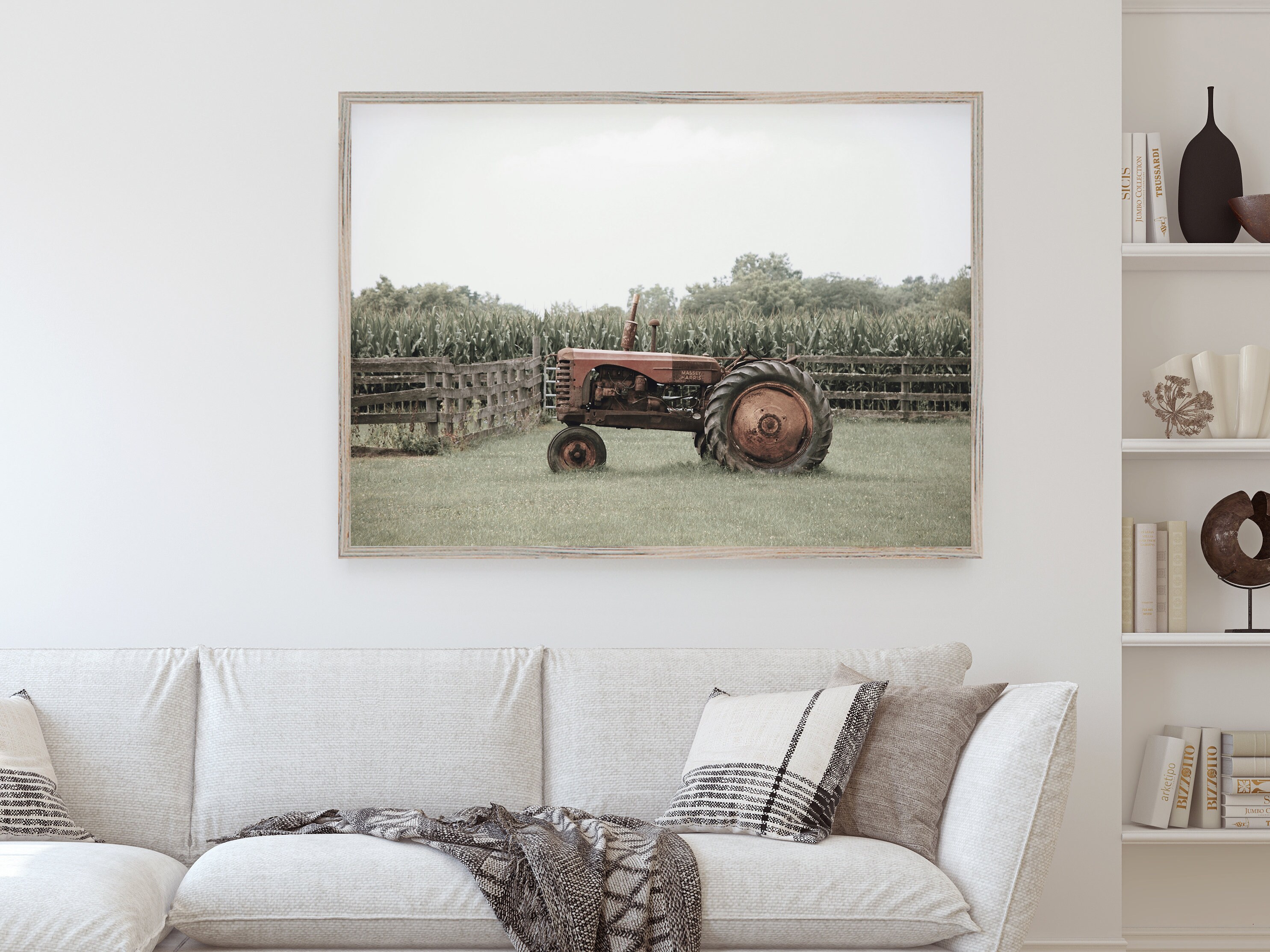 Old Tractor on Family Farm, Corn Field Scenery, Farm Home Decor, Rustic ...