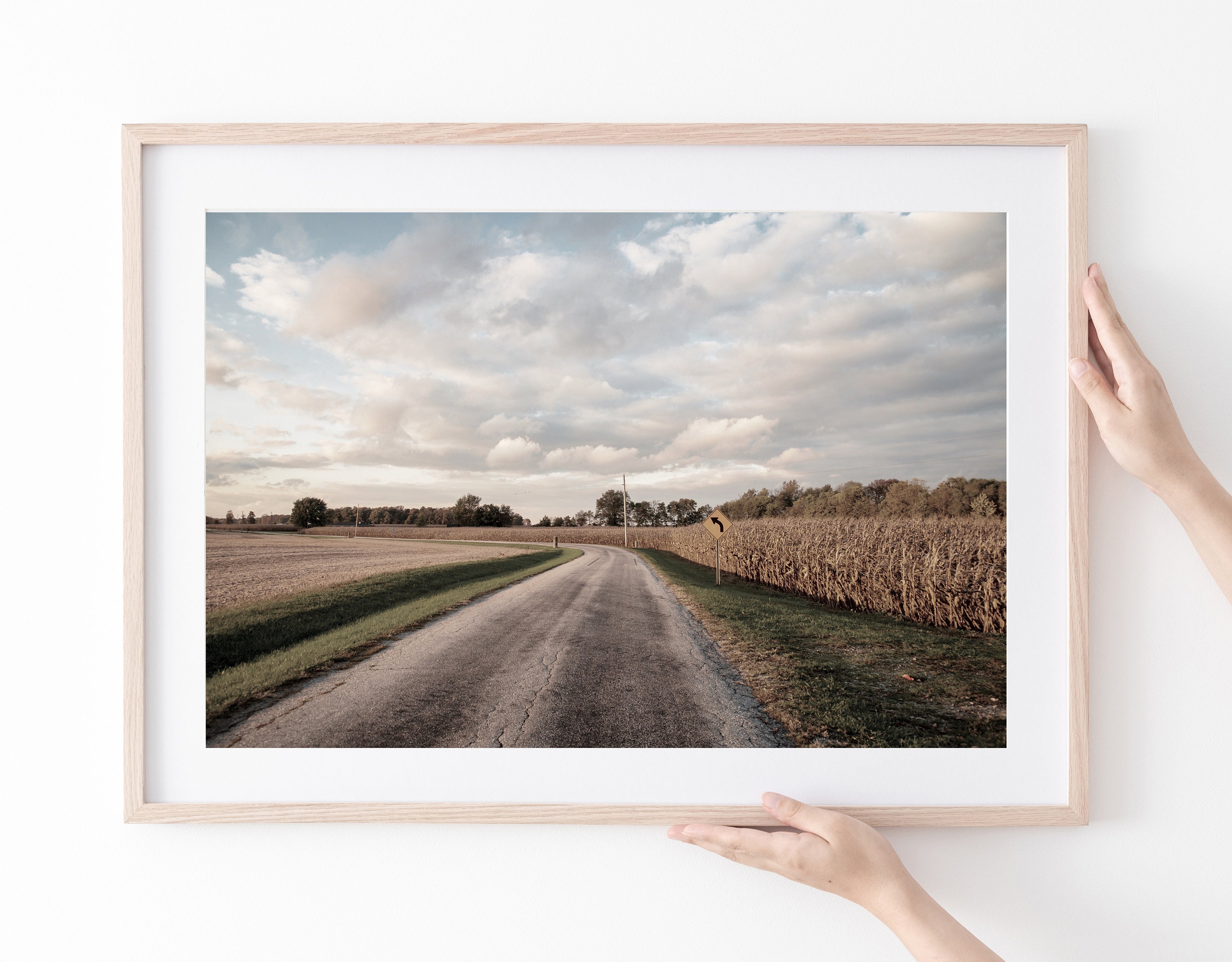 Country Lane Poster, Long Driveway Along Cornfield, Farmhouse Print ...