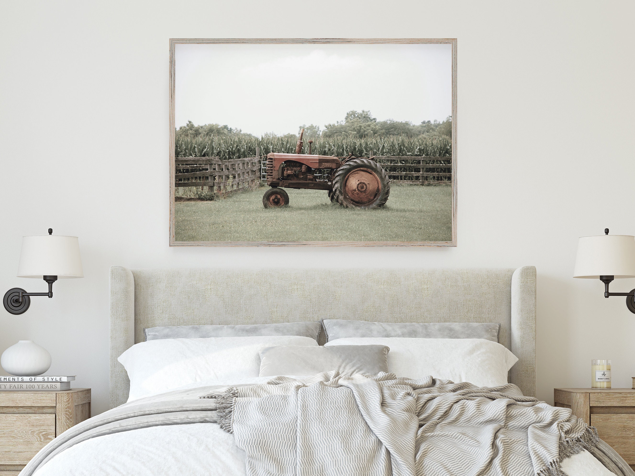 Old Tractor on Family Farm, Corn Field Scenery, Farm Home Decor, Rustic ...