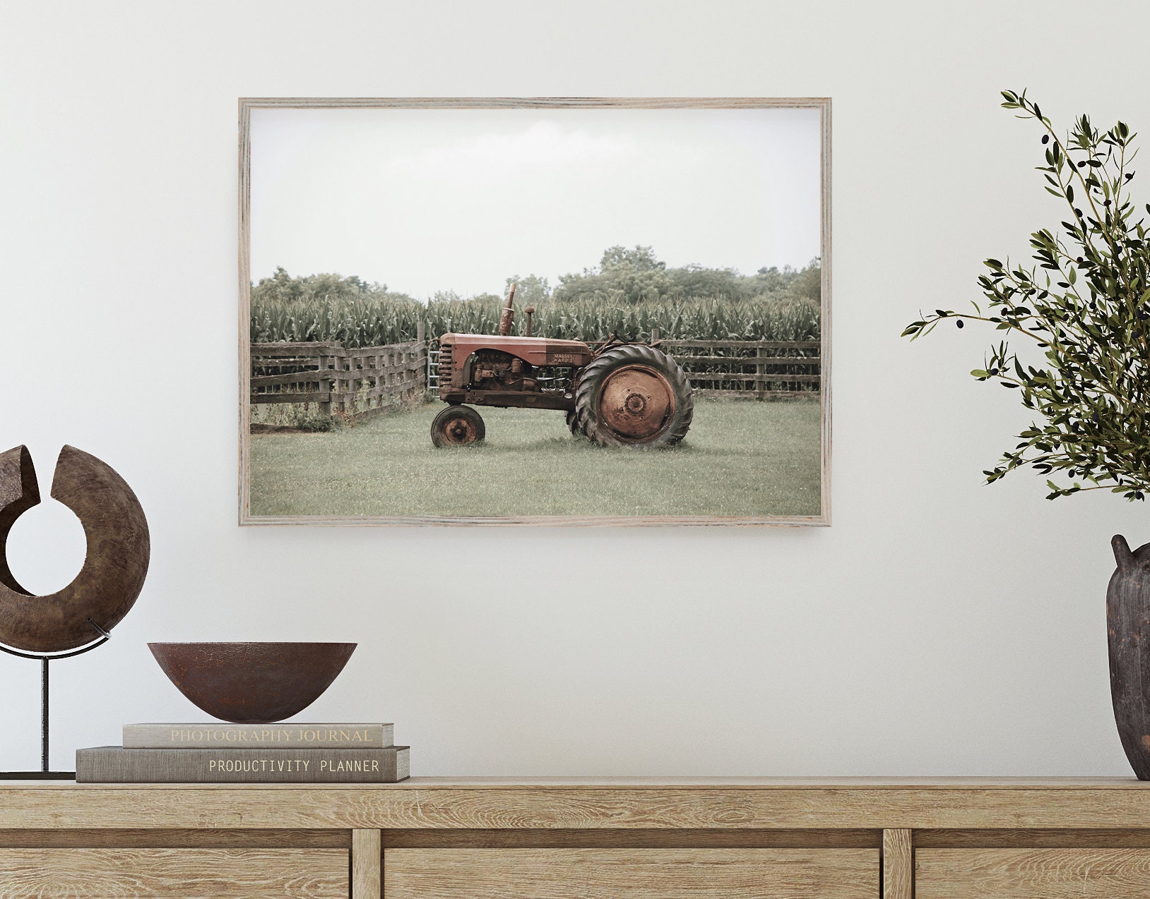 Old Tractor on Family Farm, Corn Field Scenery, Farm Home Decor, Rustic ...