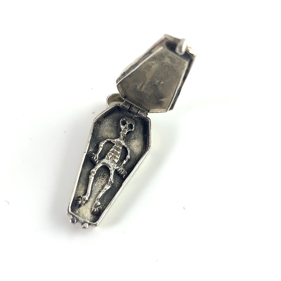 Sterling Silver and Onyx Coffin With Skeleton Pendant - Etsy
