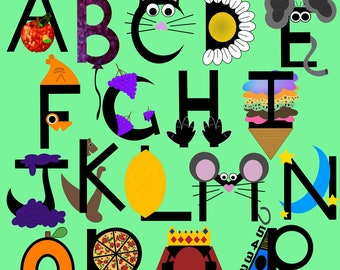 ABC Poster Alphabet Wall Art Printable Toddlers ABC Print Abc Job ...