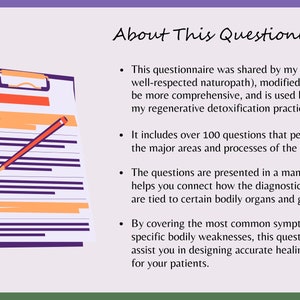 Health Coach Client Diagnostic Questionnaire, Intake Form, Holistic ...