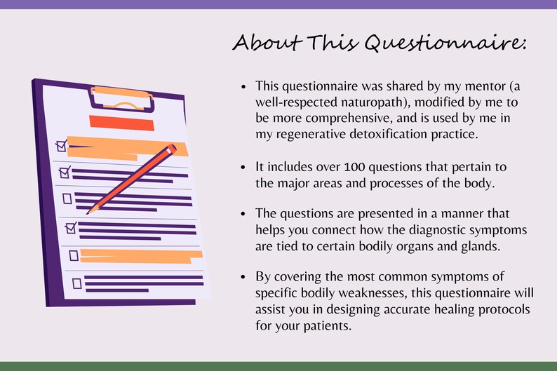 Health Coach Client Diagnostic Questionnaire, Intake Form, Holistic ...
