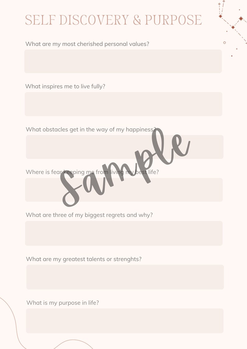 Self-awareness Printable Workbook, Therapy Workbook, Self Reflection ...