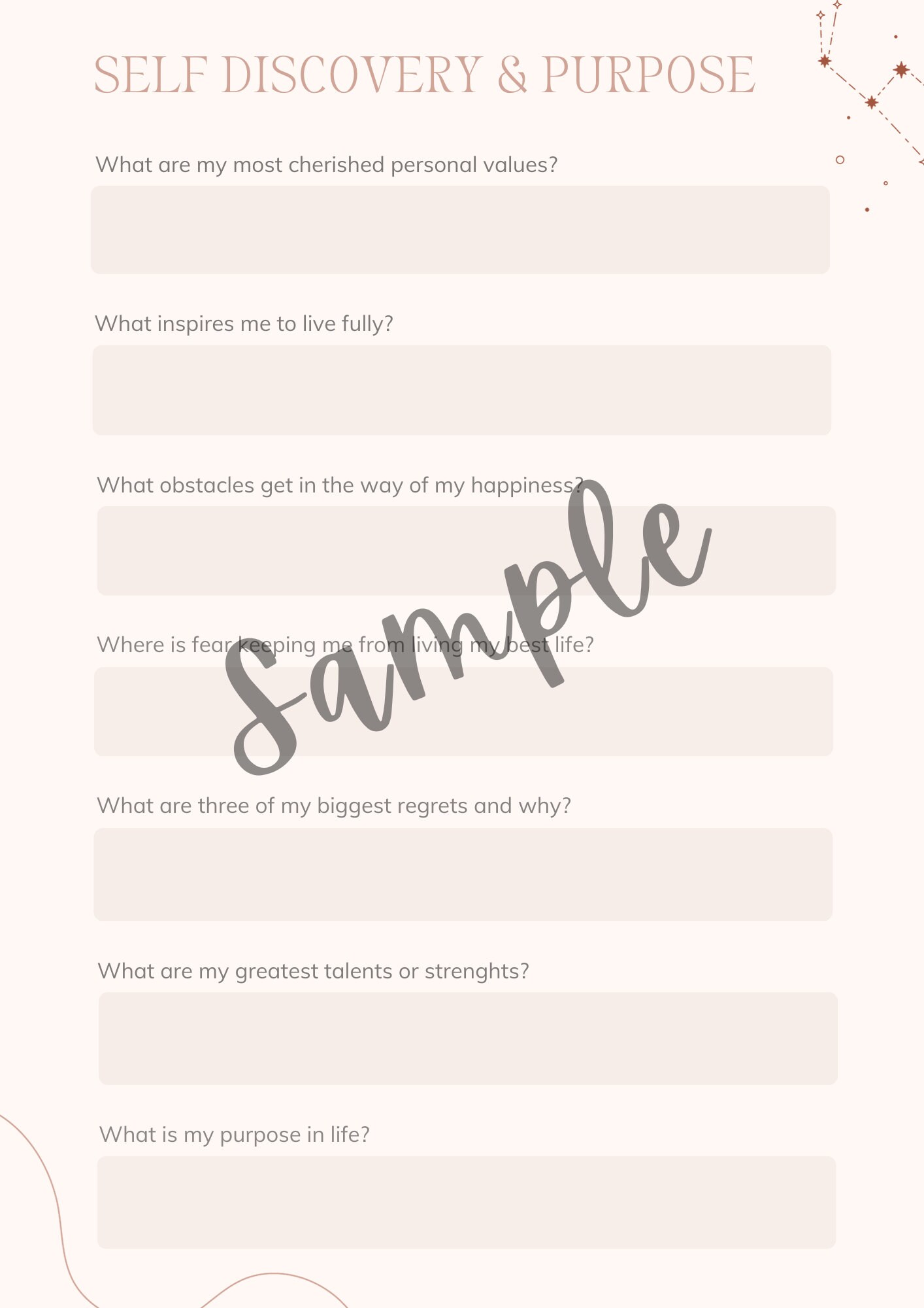 Self-awareness Printable Workbook, Therapy Workbook, Self Reflection ...