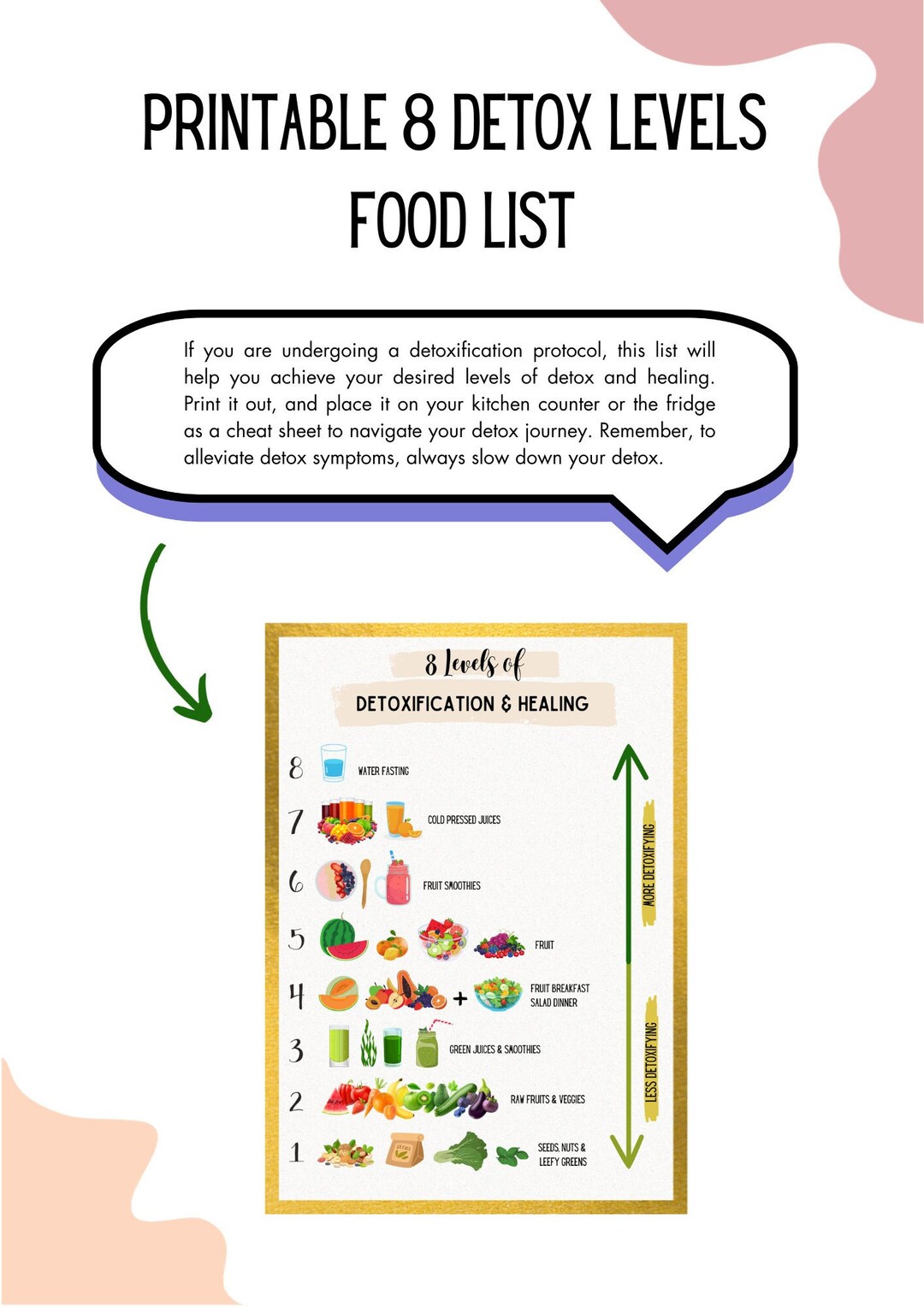Printable Detox Levels Poster I Levels of Detox Guide I - Etsy Canada
