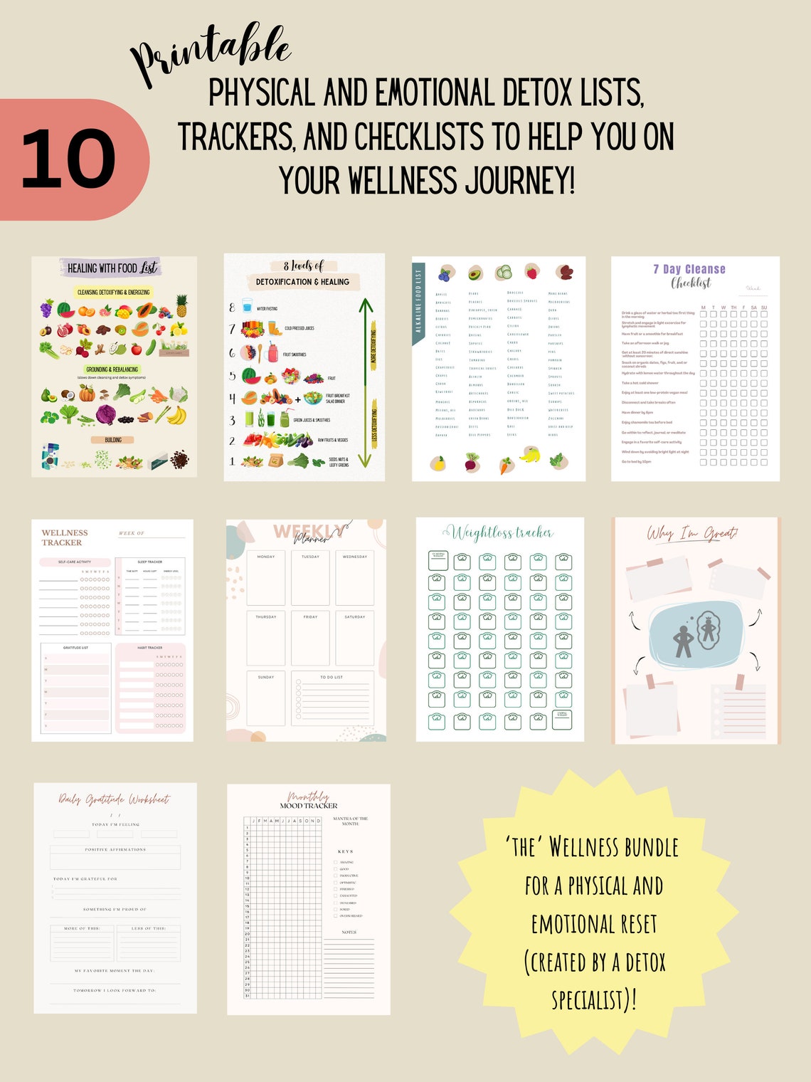 Printable Wellness Bundle, Chronic Illness Tracker, Body Detox Lists ...