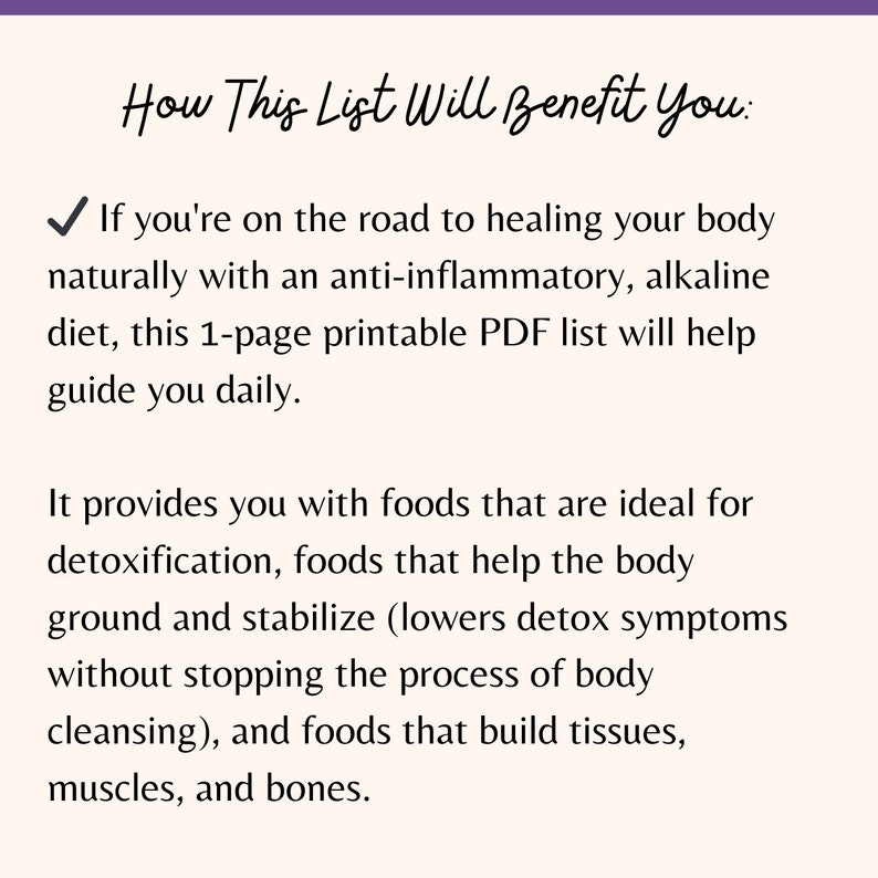 Healing Foods Printable List, Anti-inflammatory Guide, Detoxing ...
