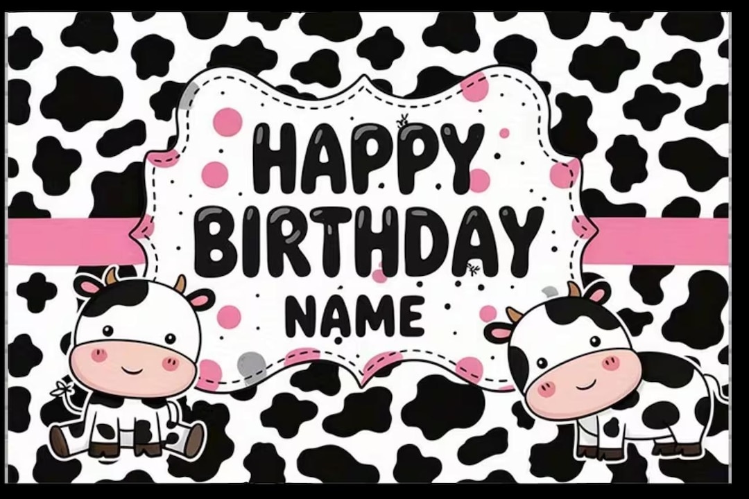 Cow Birthday Cake Edible Cake Image, Physical Product - Etsy