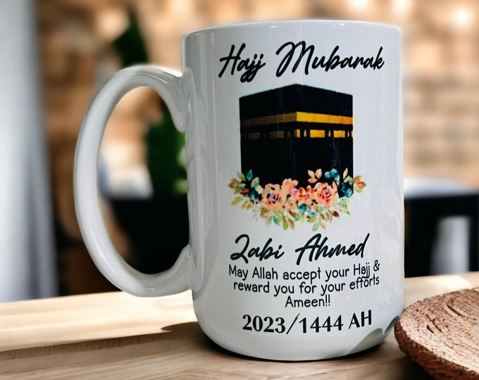 Personalised Hajj Mubarak Gift, Hajj Mug, Gift for Return From Hajj ...