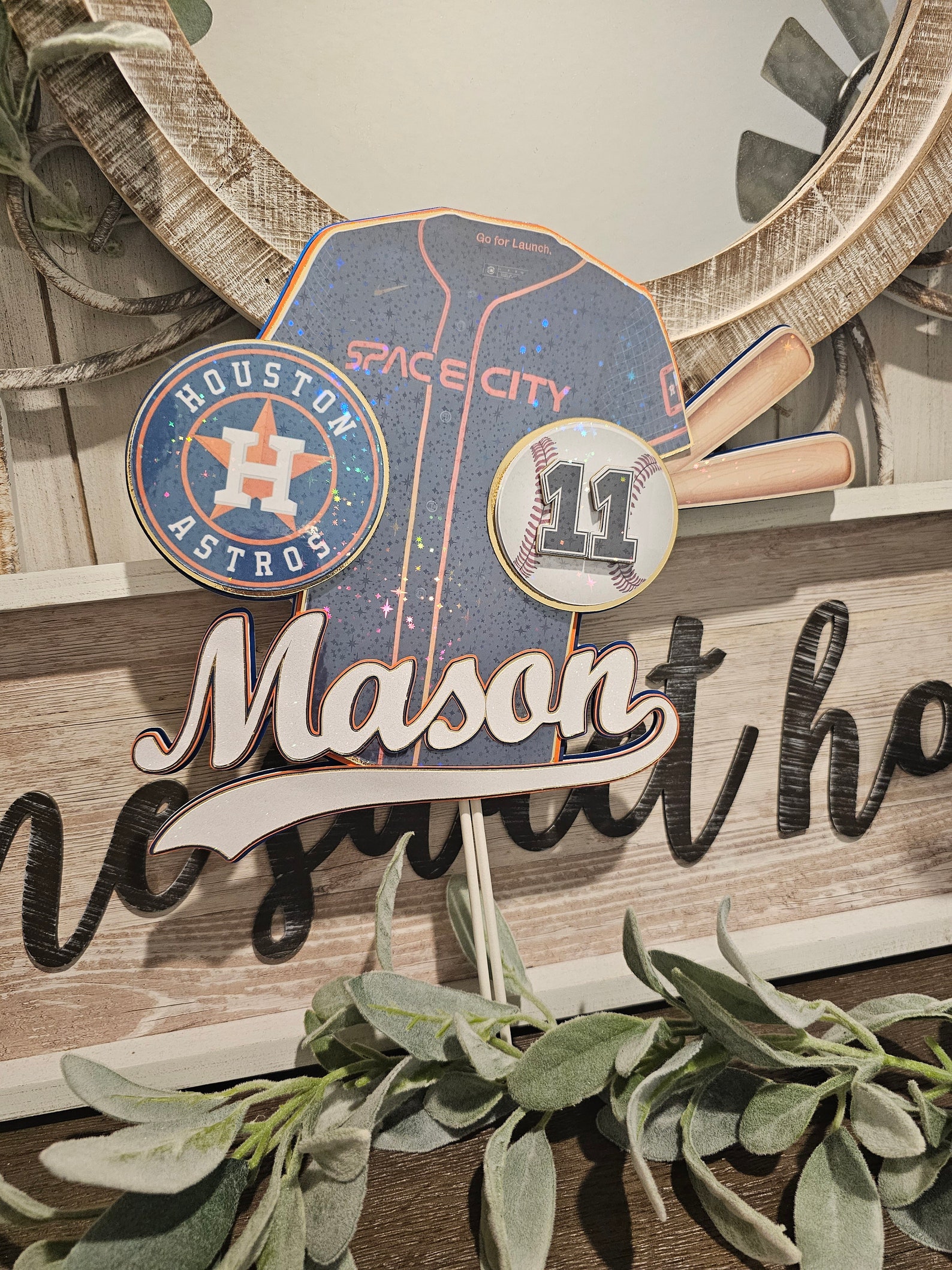 Baseball Cake Topper Astros, Astros De Houston Space City Cake Topper ...