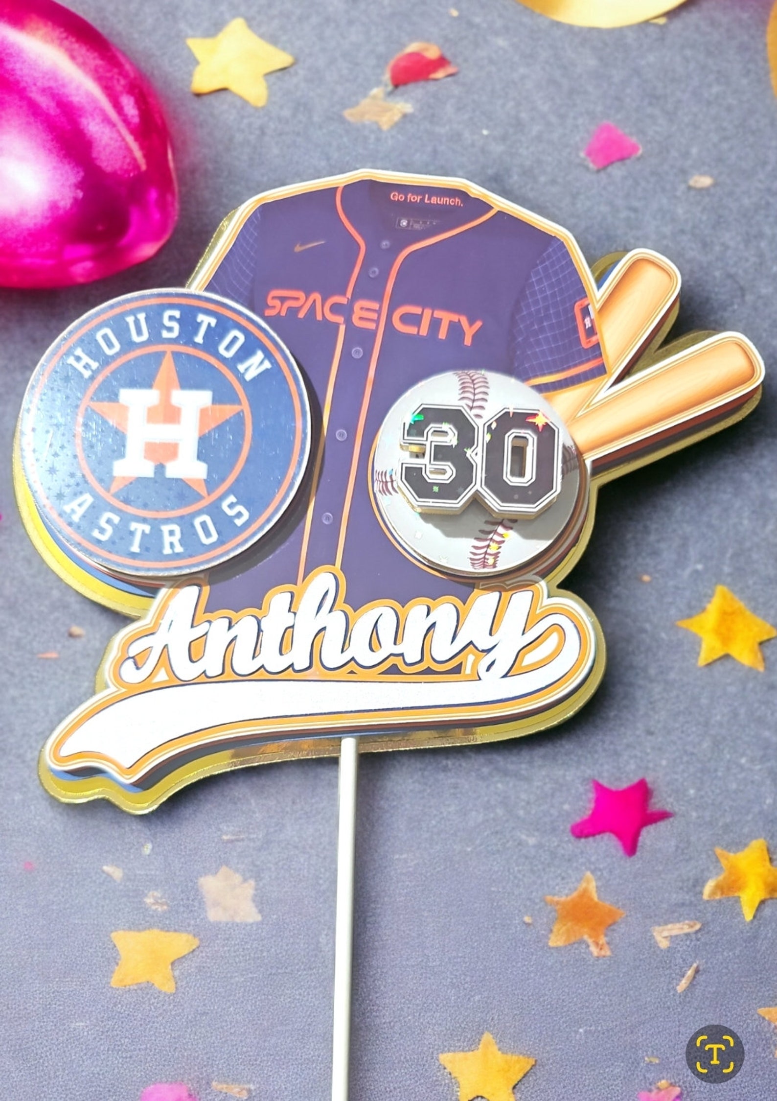 Baseball Cake Topper Astros, Astros De Houston Space City Cake Topper ...