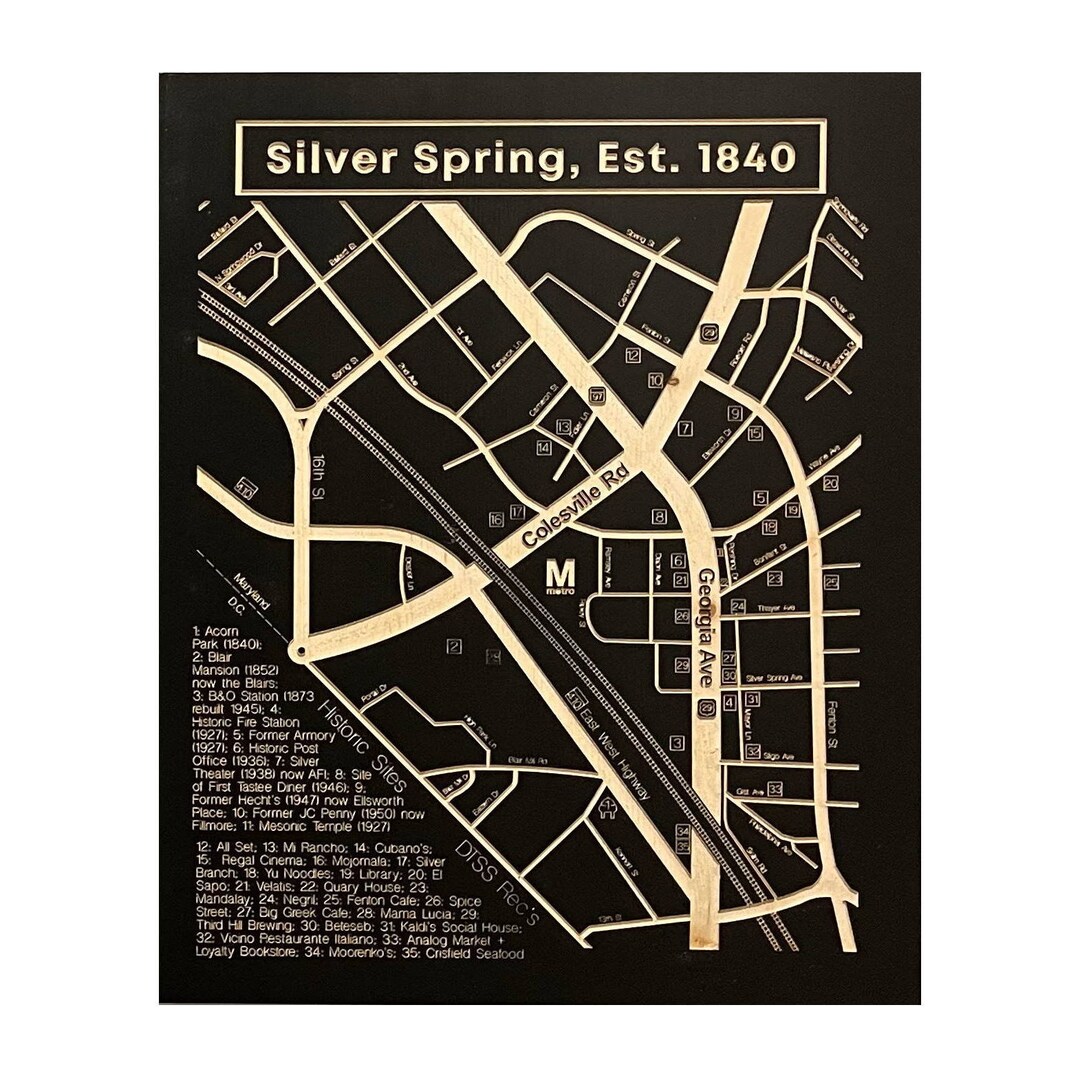 Silver Spring Maryland, Wooden Map, Wooden Wood Wall Art Decor, 3D ...