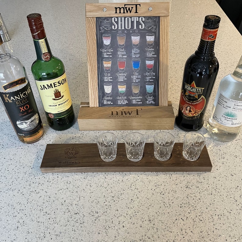 Shot Flight Board | Custom Engraved Solid Wood | Personalized Shot ...
