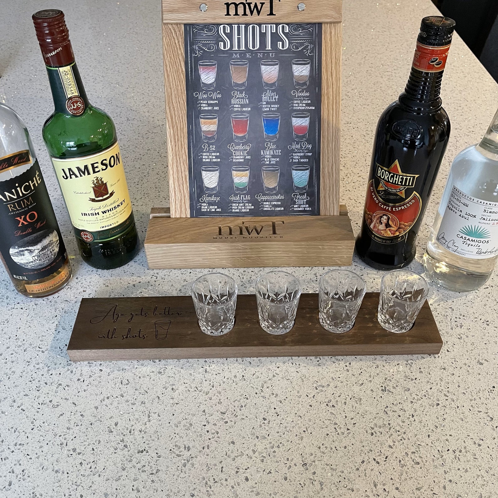 Shot Flight Board | Custom Engraved Solid Wood | Personalized Shot ...
