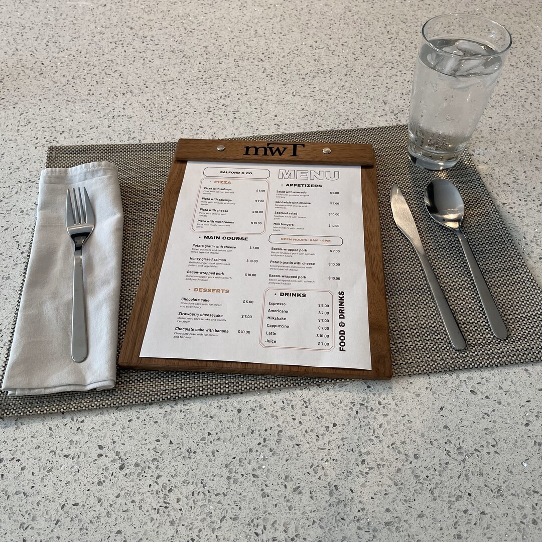 Menu Holder | Walnut or Oak Wooden Menu Board | Personalized for Your ...