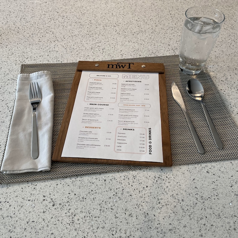 Menu Holder | Walnut or Oak Wooden Menu Board | Personalized for Your ...