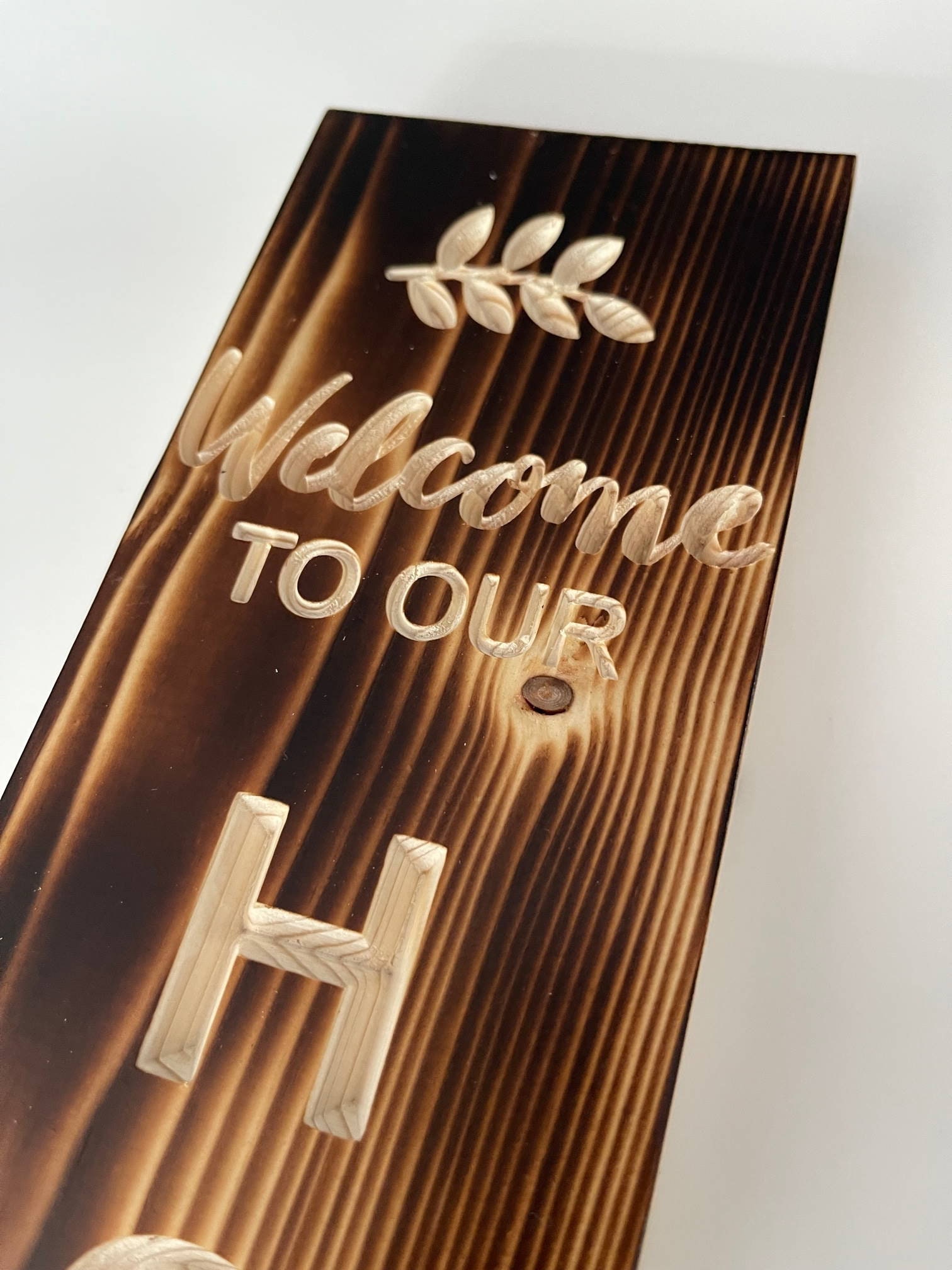 Custom Carved Home Sign Vertical Sign Personalized Welcome to Our Home ...