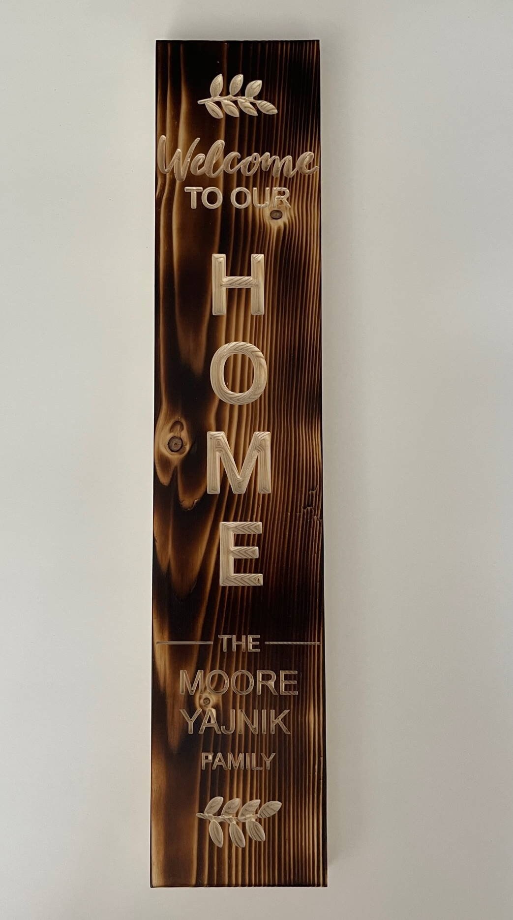 Custom Carved Home Sign | Vertical Sign | Personalized Welcome to Our ...
