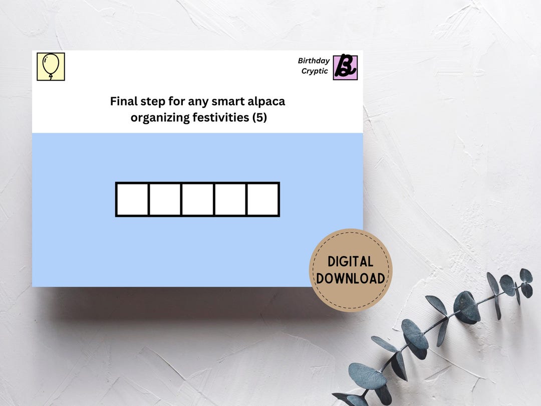 Cryptic Crossword Puzzle Birthday Card Printable | Minute Cryptic ...