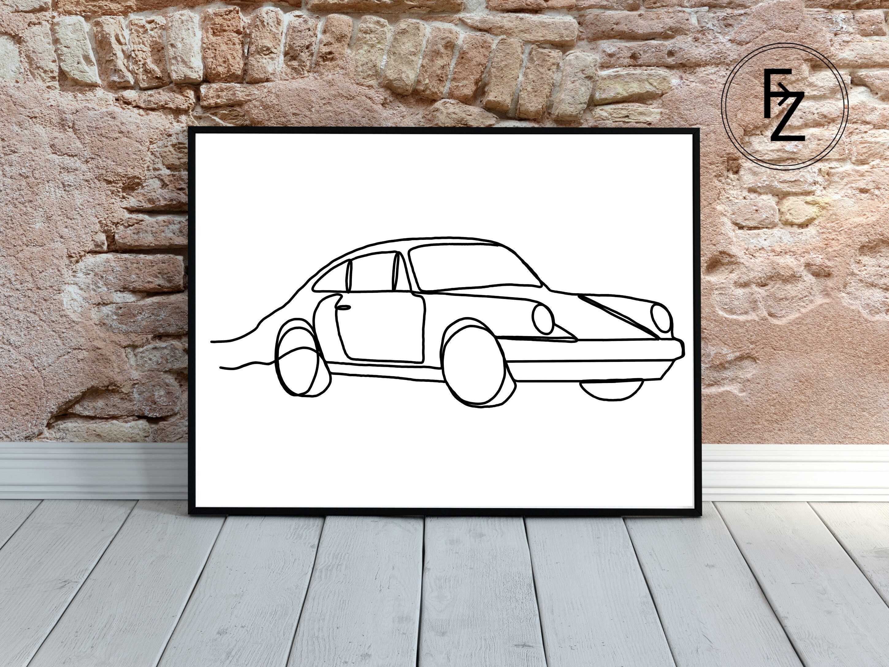 Minimalist Single Line Drawing Porsche 911, Simple Line Art Car ...
