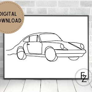 Minimalist Single Line Drawing Porsche 911, Simple Line Art Car ...