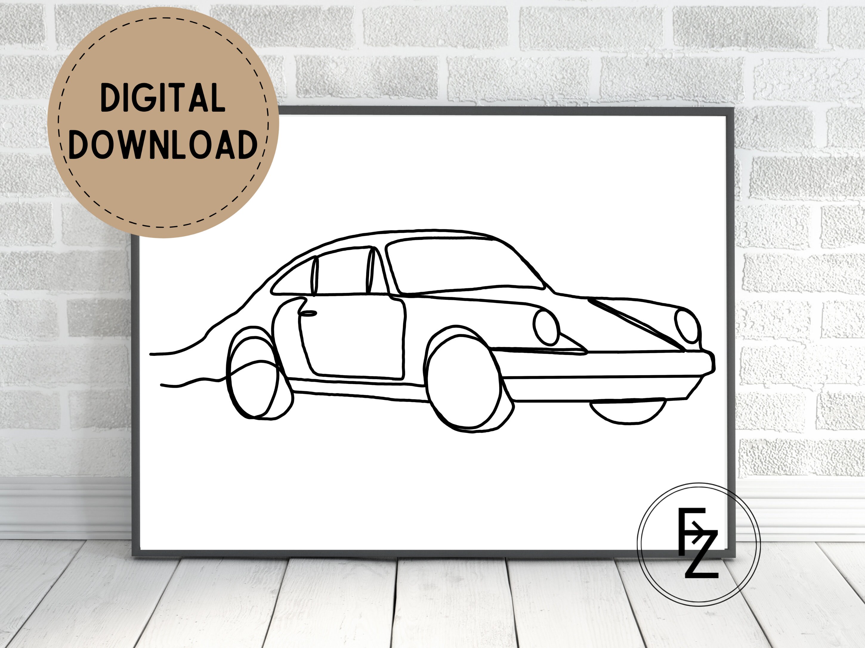 Minimalist Single Line Drawing Porsche 911, Simple Line Art Car ...