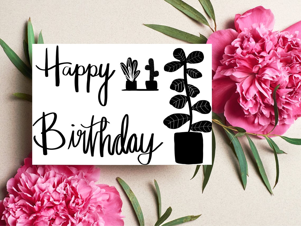 Plant Lover Birthday Card, Fiddle Leaf Fig Birthday Card, Printable ...