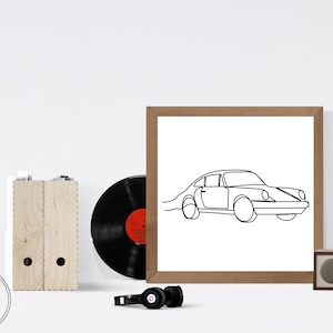 Minimalist Single Line Drawing Porsche 911, Simple Line Art Car ...