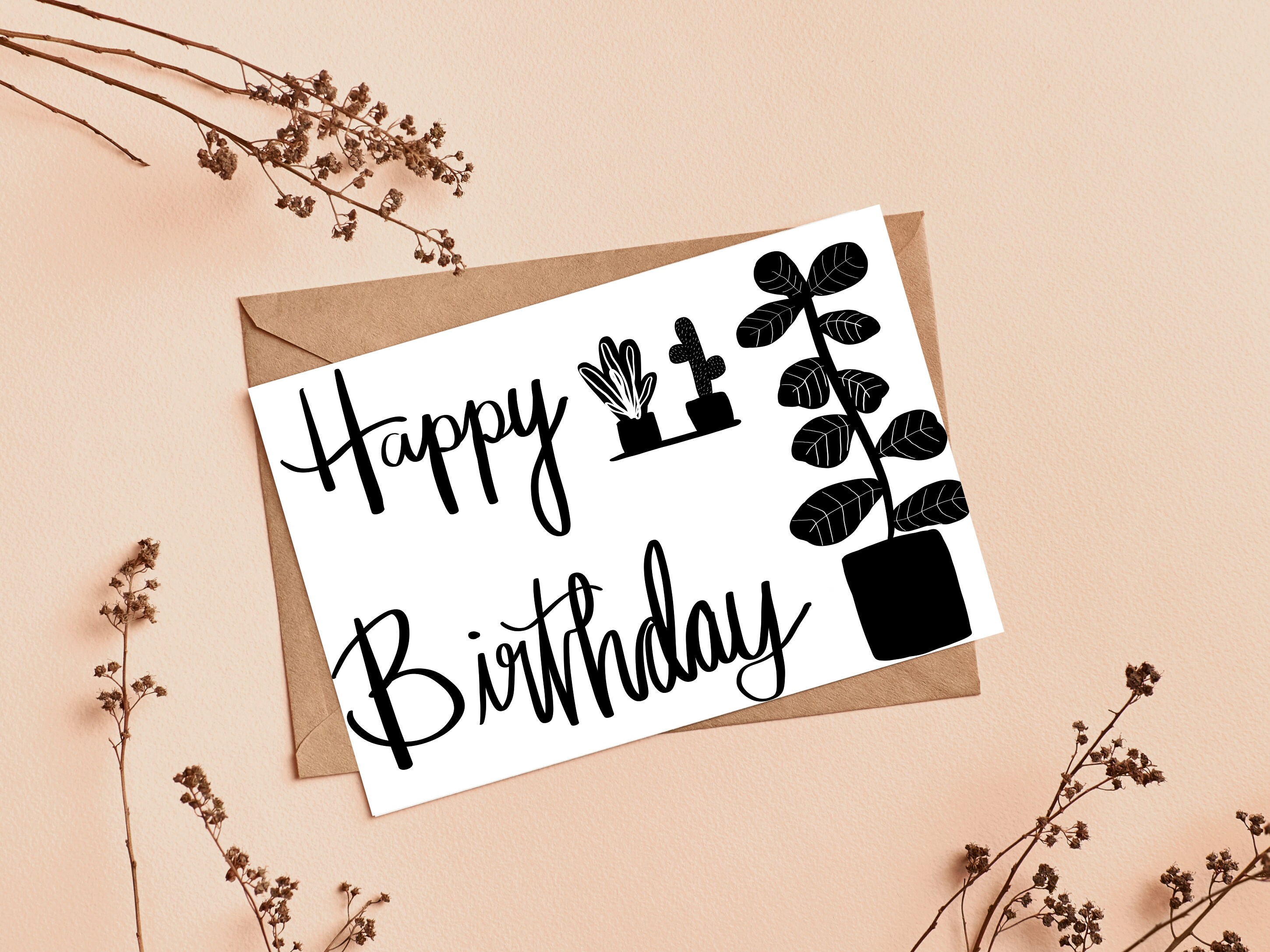 Plant Lover Birthday Card, Fiddle Leaf Fig Birthday Card, Printable ...