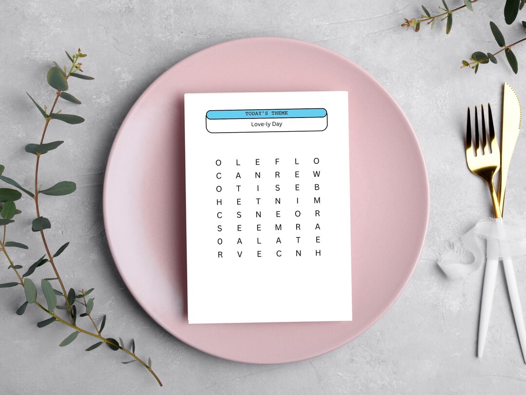 Unique Valentine's Day Word Puzzle Card, NYT Strands Valentine's Card ...