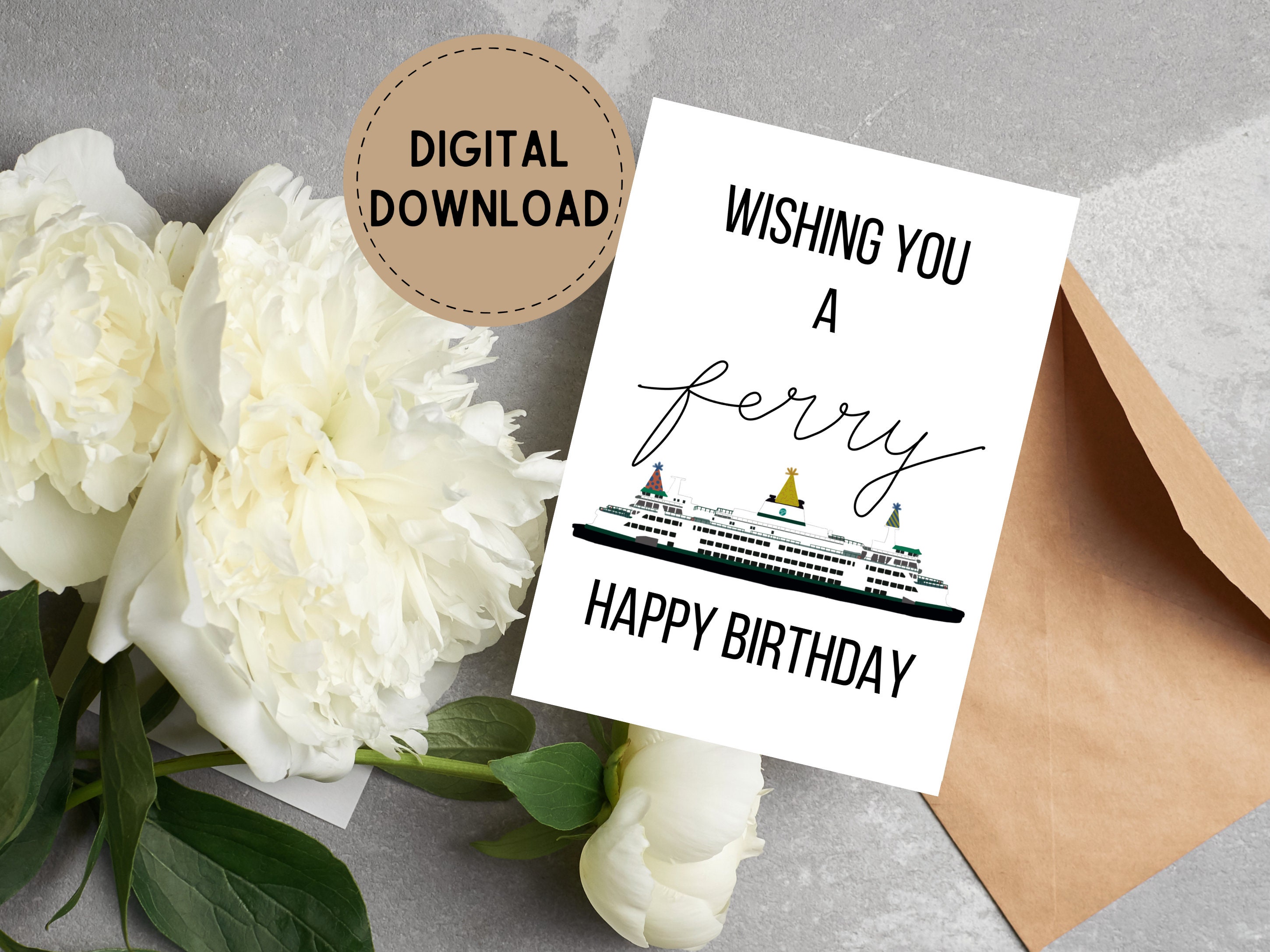 Ferry Birthday Card, Printable Birthday Card, Pun Birthday Card, Boat ...