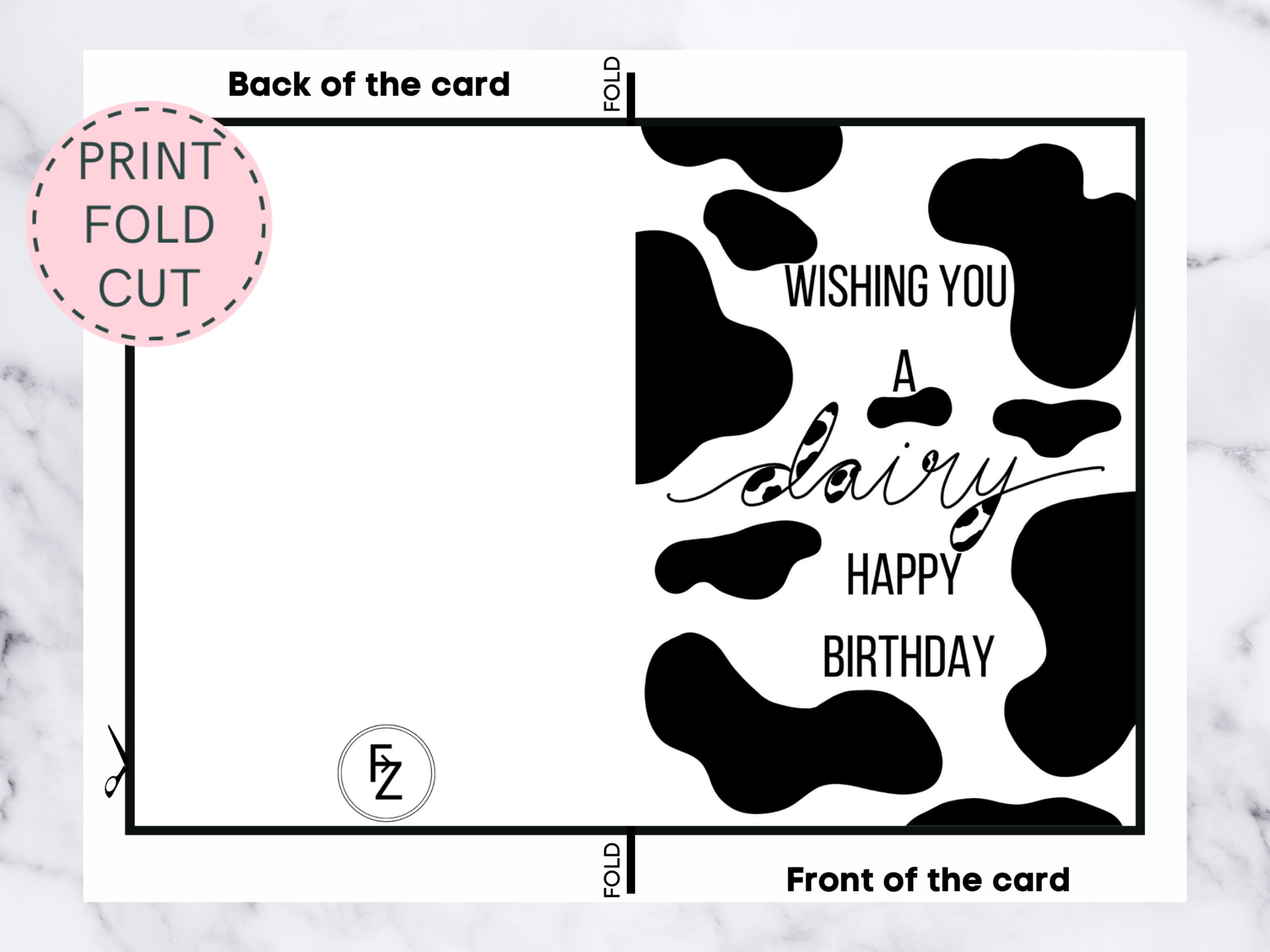 Cow Birthday Card, Printable Birthday Card, Pun Birthday Card, Instant ...