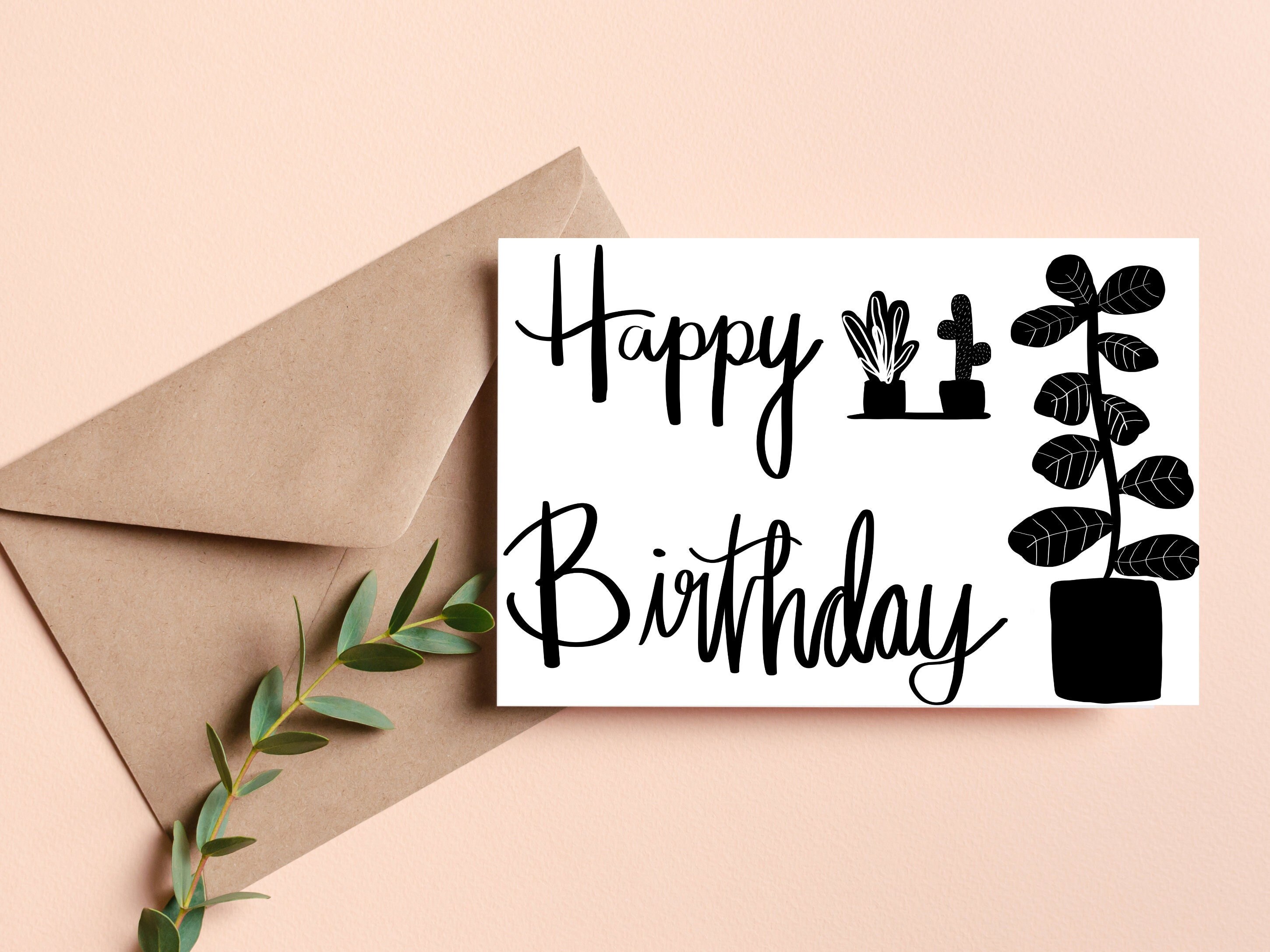 Plant Lover Birthday Card, Fiddle Leaf Fig Birthday Card, Printable Friend Happy Birthday Card ...