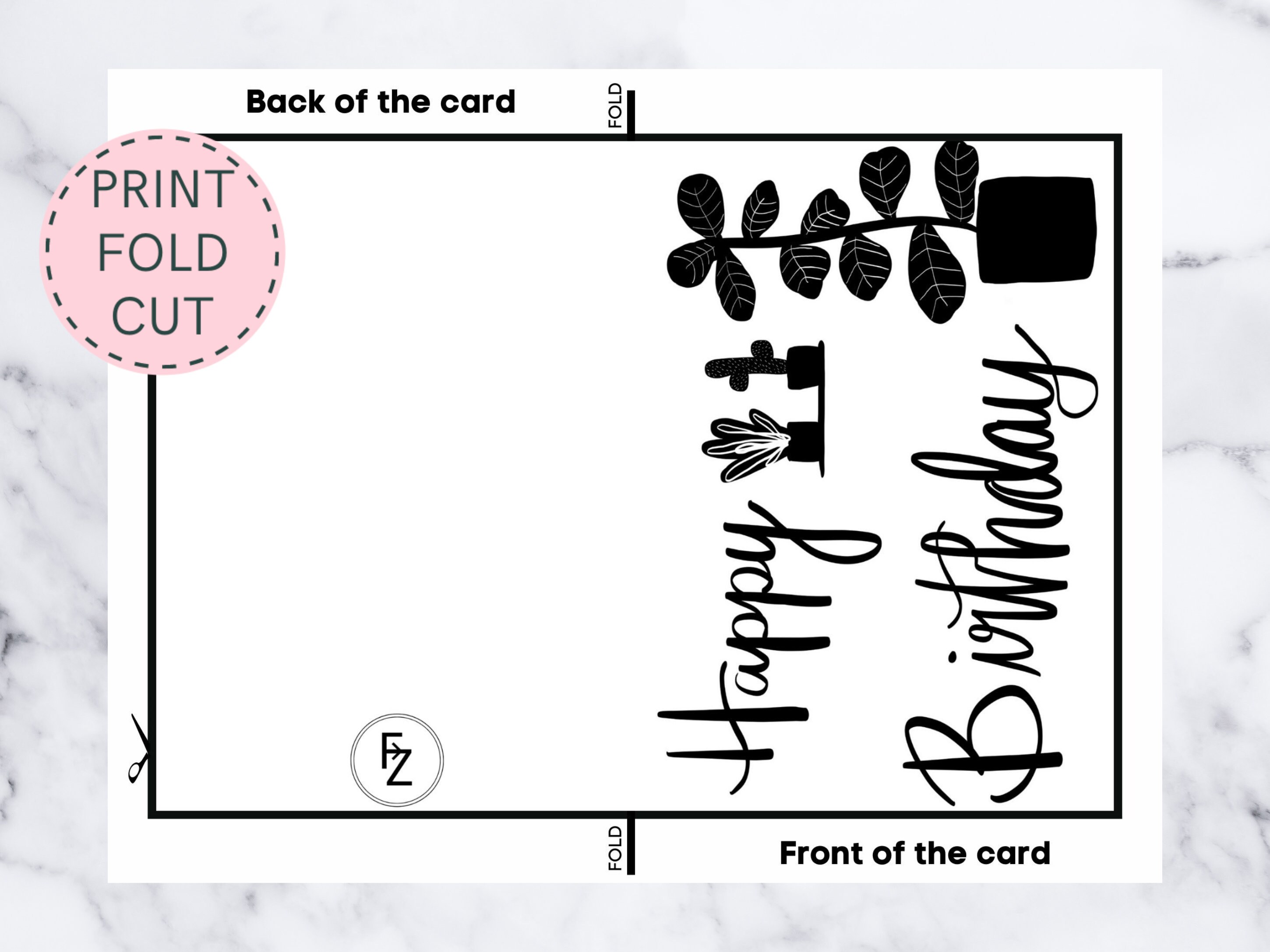 Plant Lover Birthday Card, Fiddle Leaf Fig Birthday Card, Printable ...