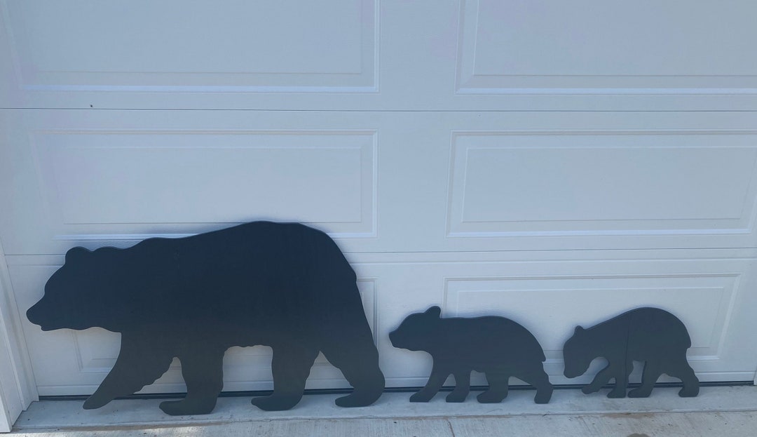 BEAR FAMILY, Set of 3, Silhouette Shadow Wood Outdoor Yard Art Signs ...