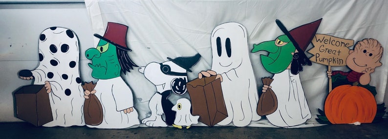 CHARLIE PEANUTS GHOSTS Halloween Wood Outdoor Yard Art Halloween ...