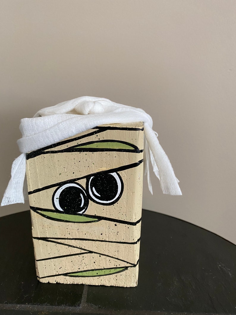 HALLOWEEN WOOD BLOCK Decorations, Shelf Sitter, Frankenstein, Mummy ...